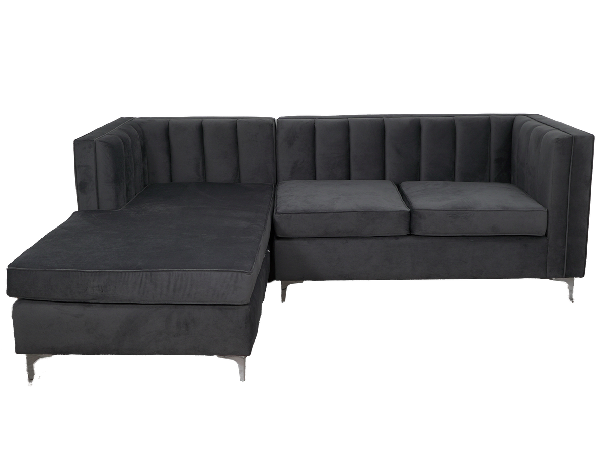 Emily Corner Sofa - Left Hand - Grey Velvet | Shop Today. Get it ...
