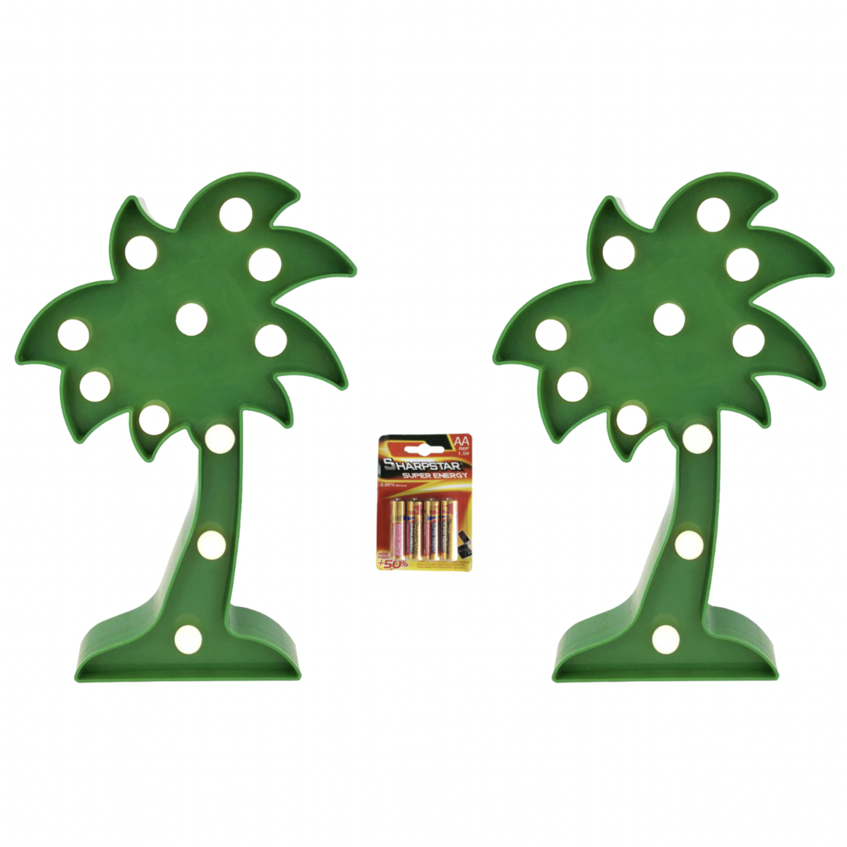 Battery Operated Decorative Palm Tree LED Light + Batteries - 2 Pack ...