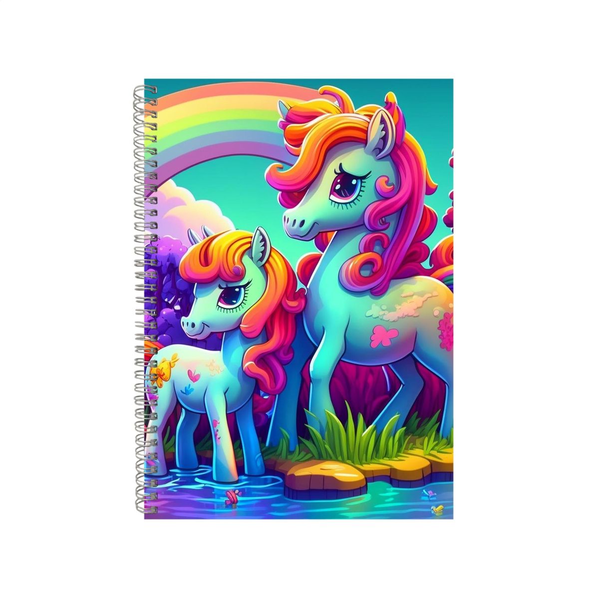 Cartoon Cute Ponies Standing Rainbow Notebook Gift Idea Notepad Pad 81 ...