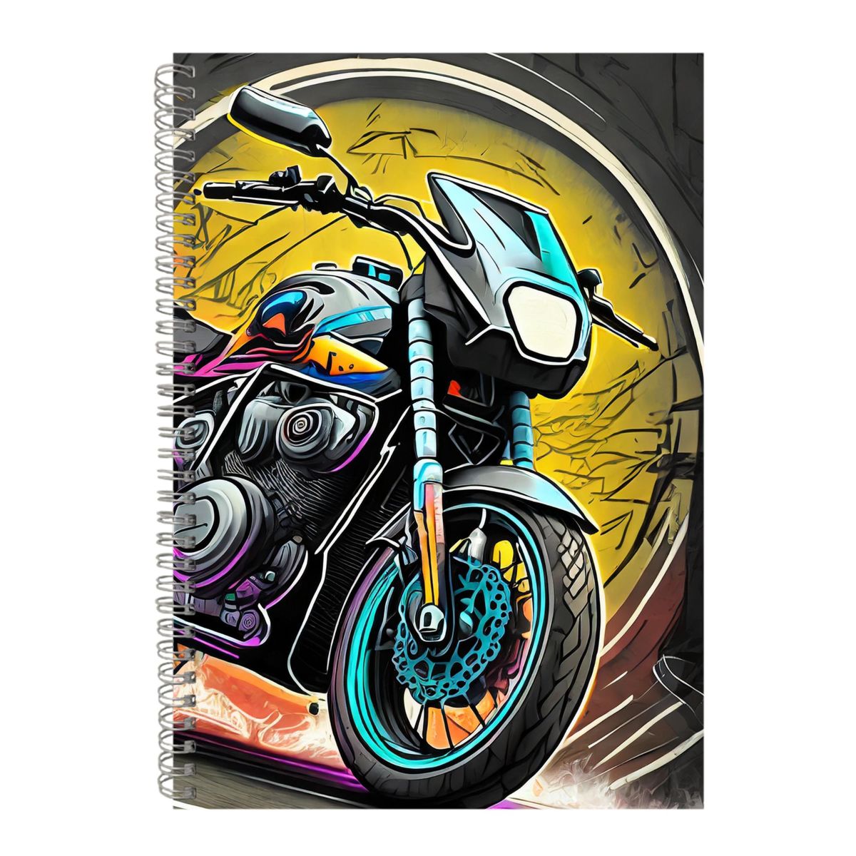 Graffiti A4 Notebook for Work Trendy Colorful Bikes Graphic Present 071 ...
