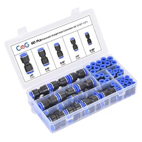 Tool DIY Multi Size Quick Connect Pneumatic Air Hose Fittings 60pc Set ...