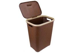 PVC Rectangular Reed Weave with Lid Handle Laundry Basket | Shop Today ...