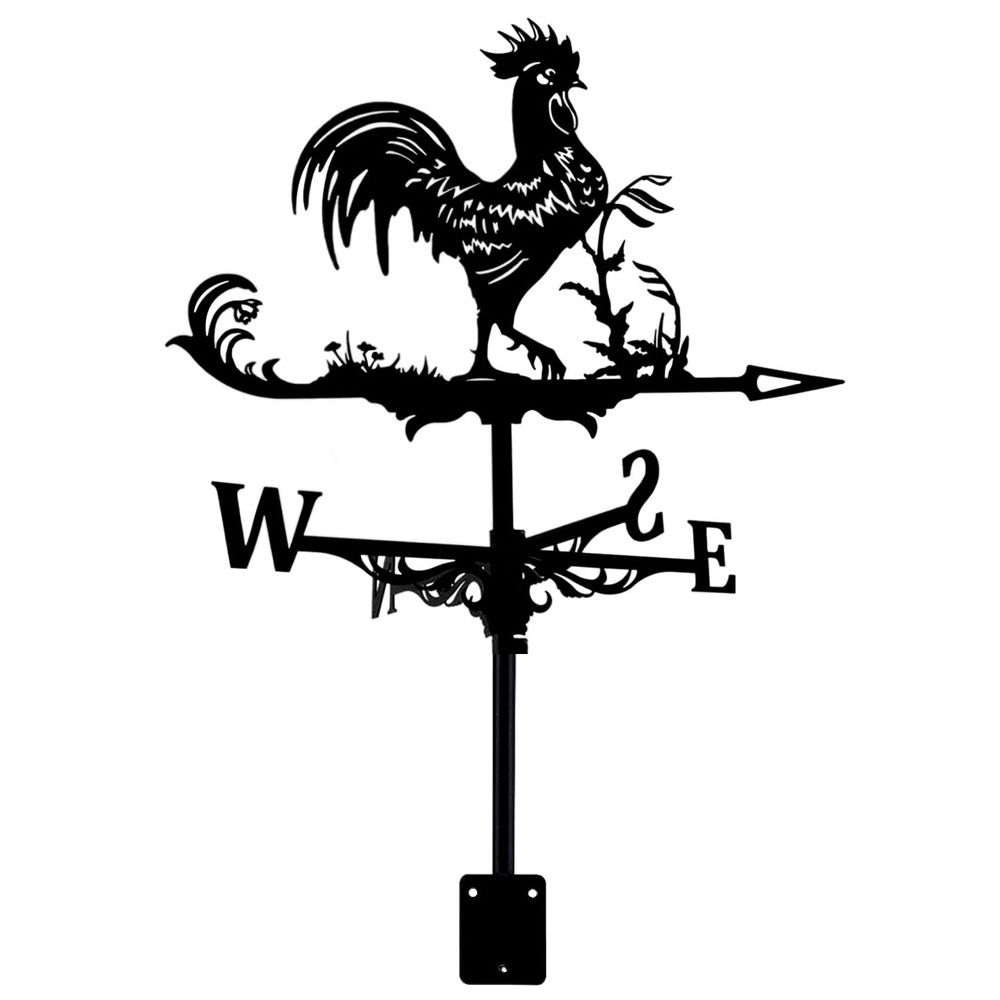 Home Garden Decor Rooftop Waking Rooster Weather Wind Vane (33x23.5cm ...