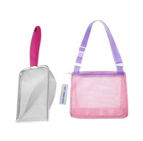 GET UNBOXED Beach Mesh Shovel Sifter Dipper with Mesh Beach Bag for ...