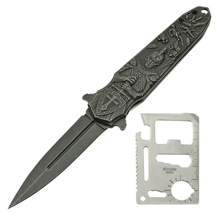 Stonewashed Crusader Knight Folding Knife & Multi-Tool Card | Shop Today. Get it Tomorrow ...