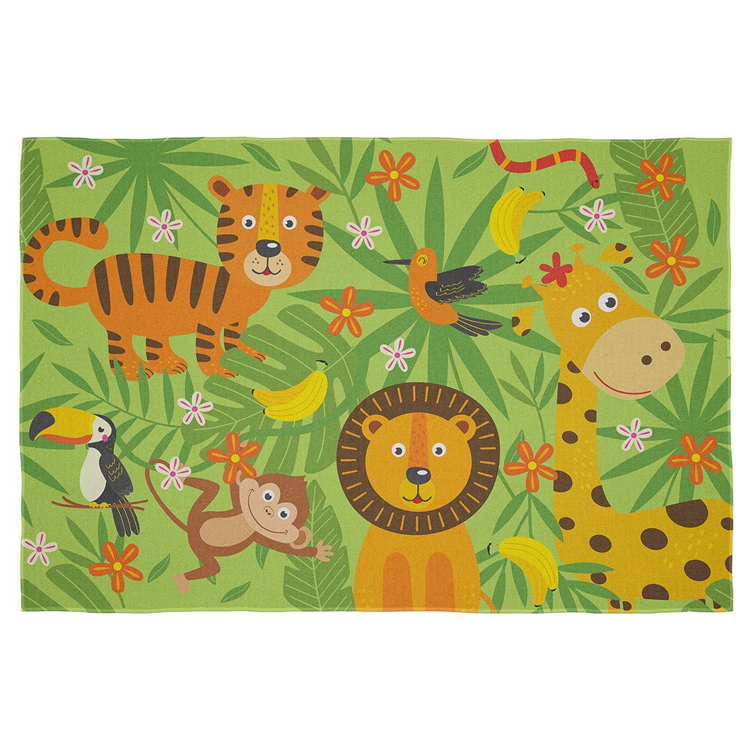 Cape Art Kids Green Jungle Fun Animals Rectangular Rug | Shop Today ...