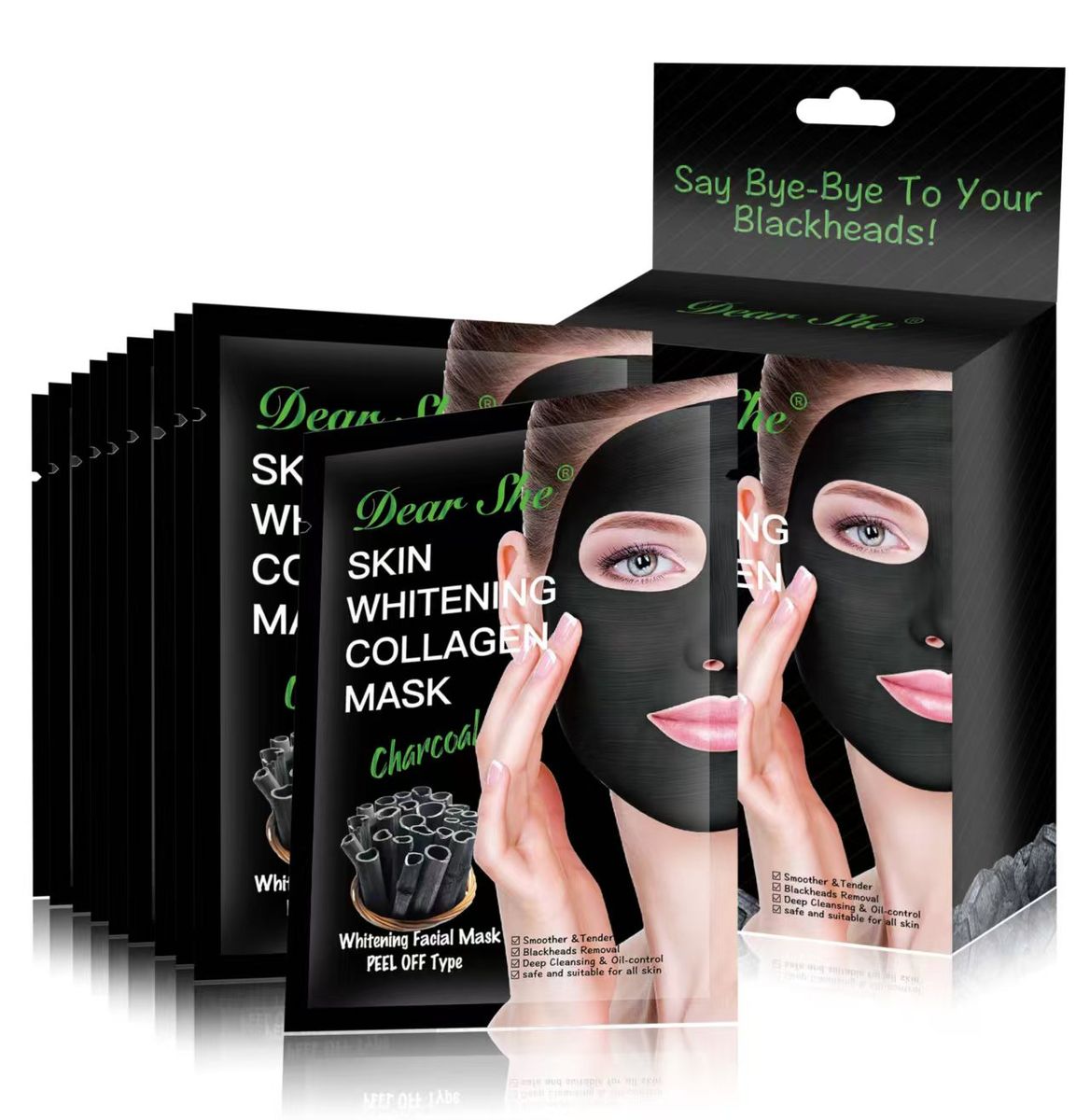 Dear She, Whitening Collagen Mask Bamboo Charcoal - 10 pieces | Shop ...