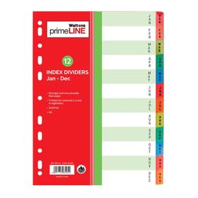 Primeline Polypropylene Index A4 Set Jan - Dec x 12 | Shop Today. Get ...