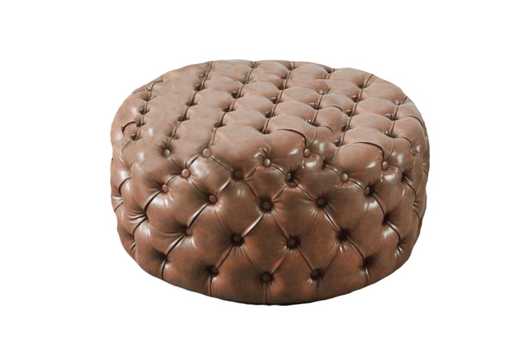Paris Deep Buttoned Ottoman Brown Leather | Shop Today. Get it Tomorrow ...