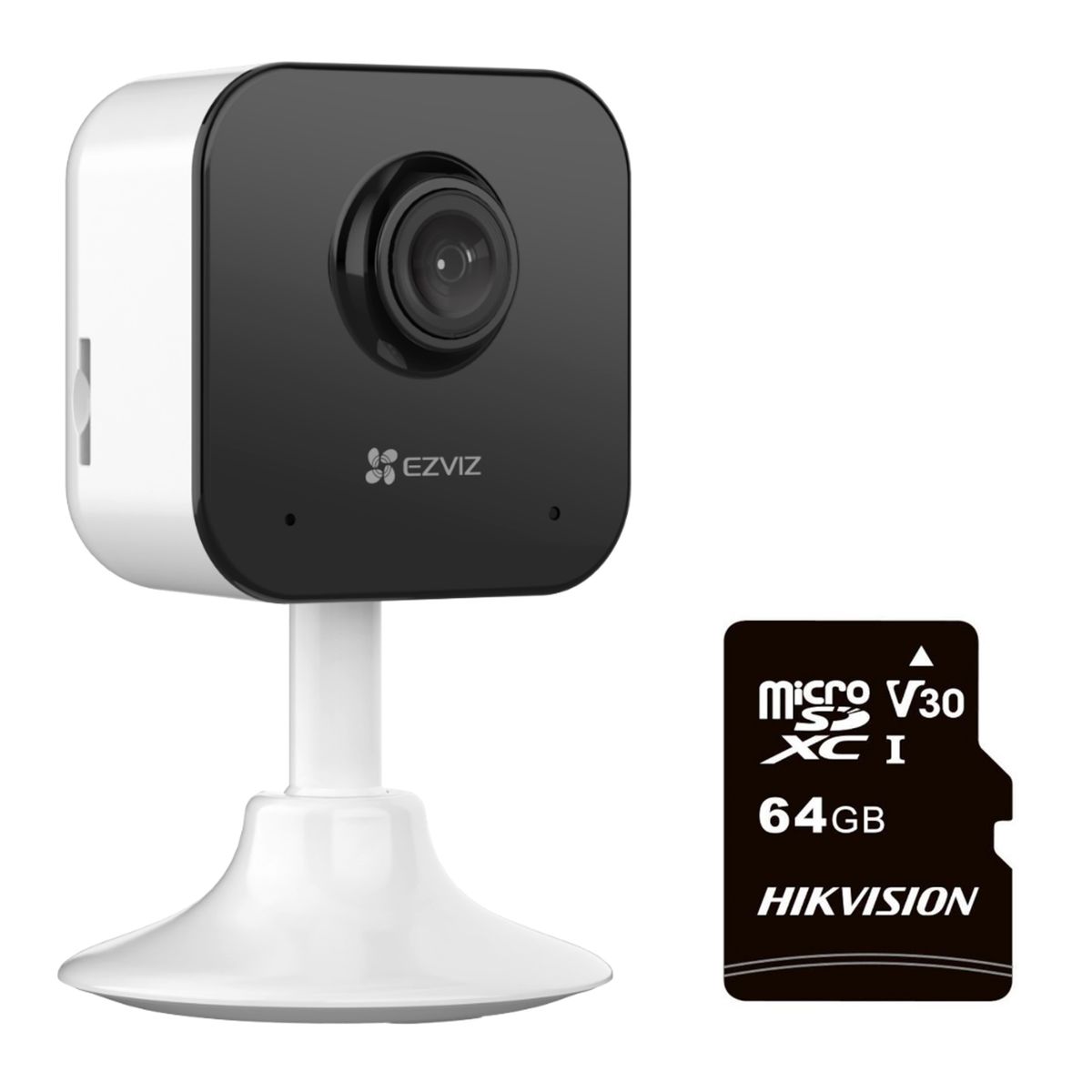 EZVIZ H1C 1080p Home Security WiFi Camera & Hikvision 64GB Micro SD ...