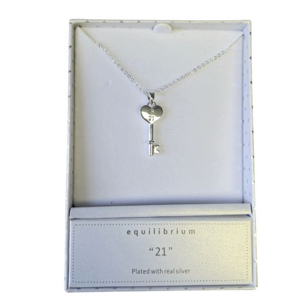 Equilibrium Silver Plated Pendant Necklace 21st Birthday Commemorative ...