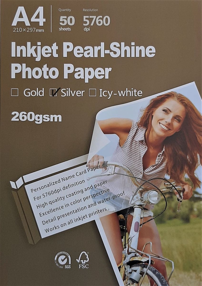MECOLOUR TT-SILVER Inkjet Pearl-Shine Photo Paper Silver 260g 50 Sheets ...