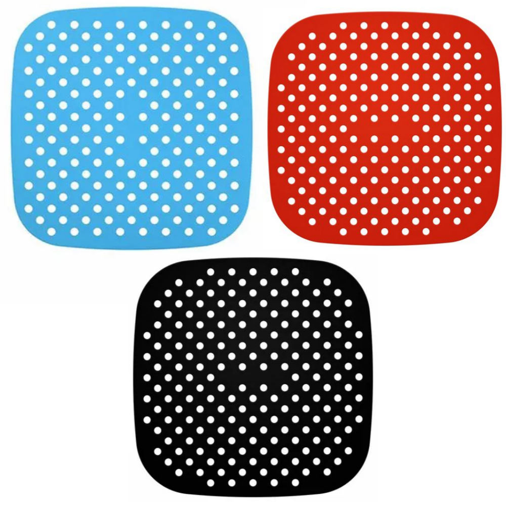 Square Silicone Non-Stick Air Fryer Mat Liner - Multi-Colour Combo Pack ...