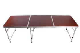 180x60cm Portable Folding Adjustable Height Aluminium Table with Veneer ...