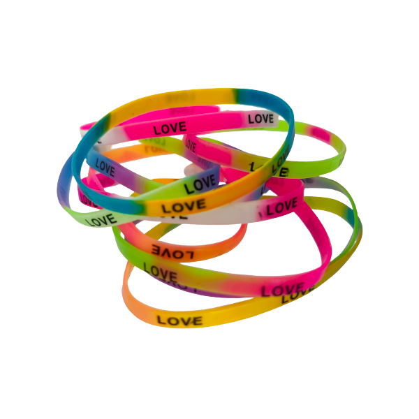 Silicone Rubber Wristbands - Assorted Colour Bracelets - Love - Pack of ...