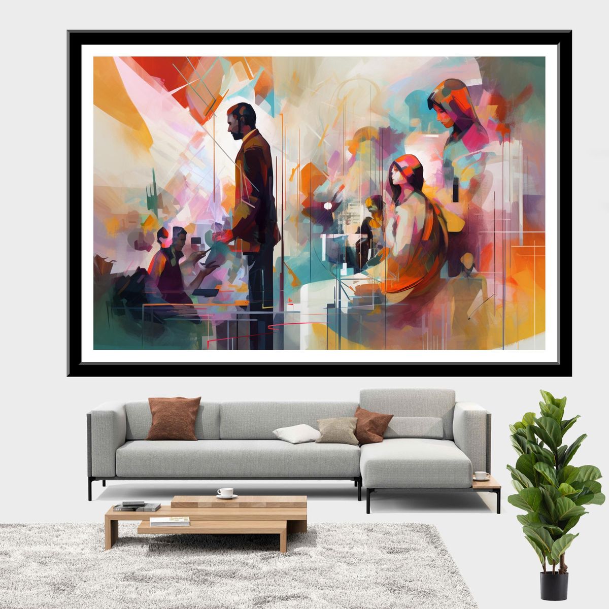 Wall Art Unframed - Abstract Figures Burst With Vibrant Colors And Tex ...