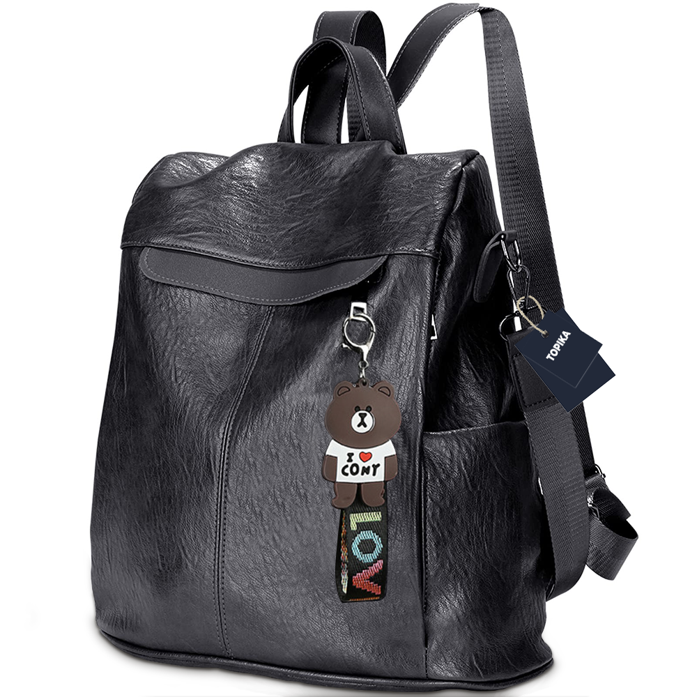 Topika - Leather Backpacks for Ladies, Shoulder Satchel Bag with Anti ...