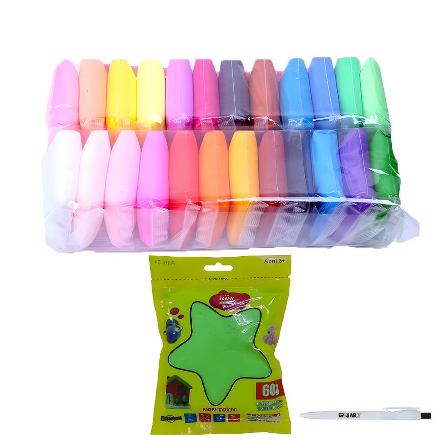 24 Colors Superlight Air Modeling Clay & Tools + 60g Added Foamy Clay ...