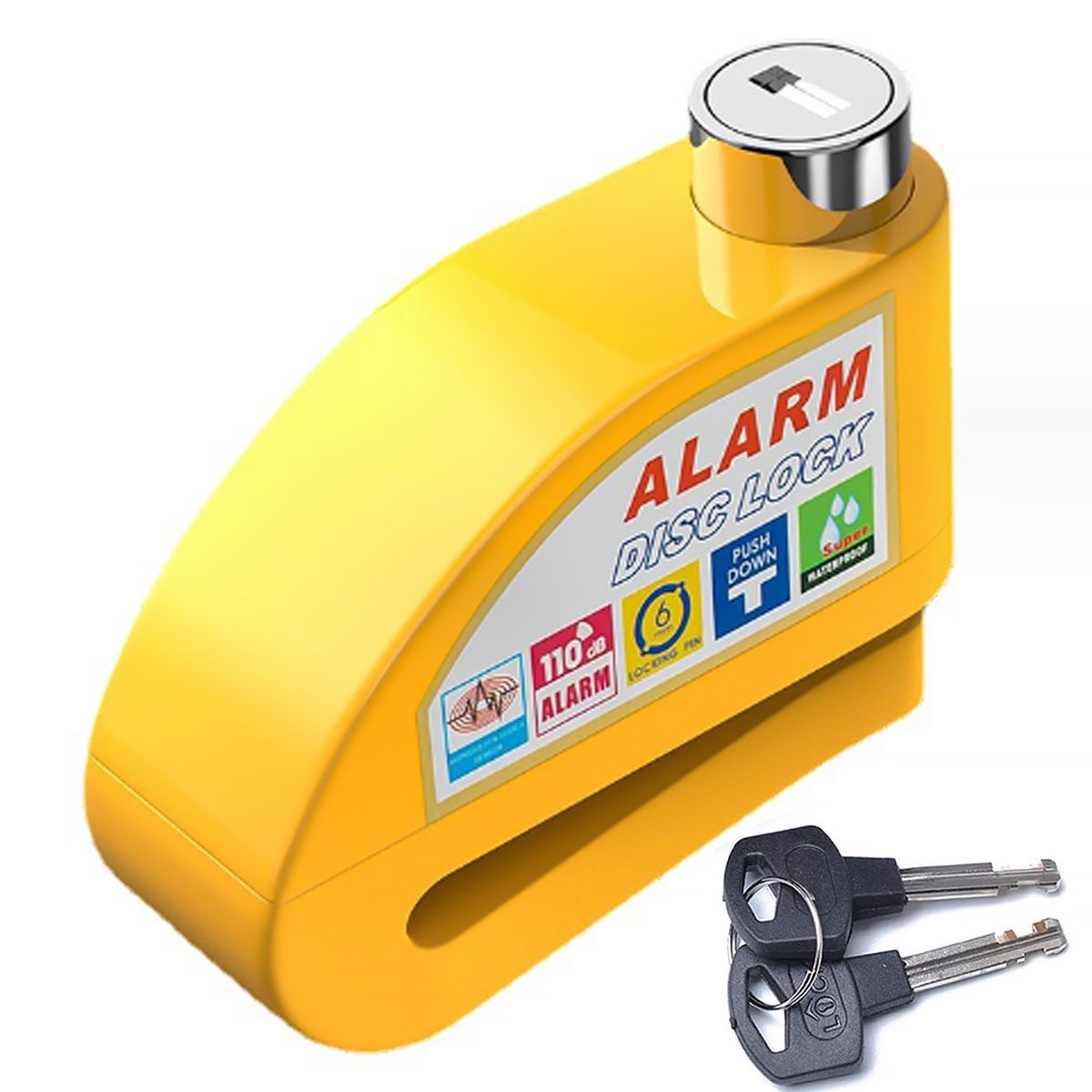 Motorcycle Alarm Disc Lock Waterproof 110dB Security with 6mm | Shop ...