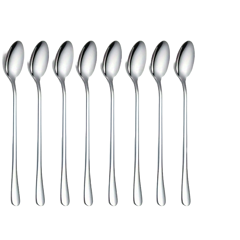 Stainless Steel Long Handle Ice Tea Spoon Coffee, Ice Cream Spoon - Set ...