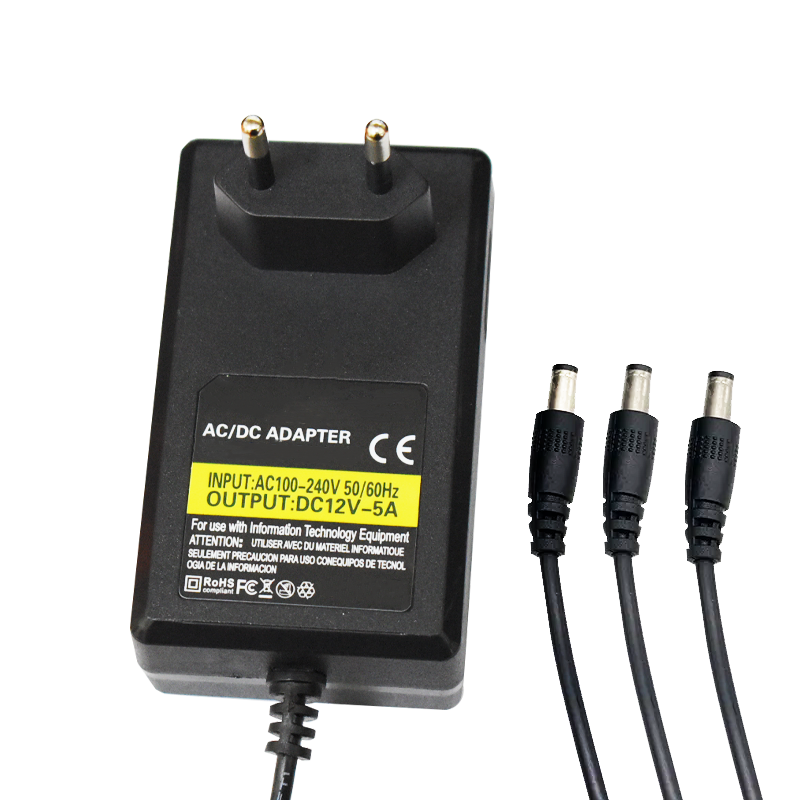 3-Way Splitters 12V 5A Power Supply Adapter For CCTV Camera Devices ...