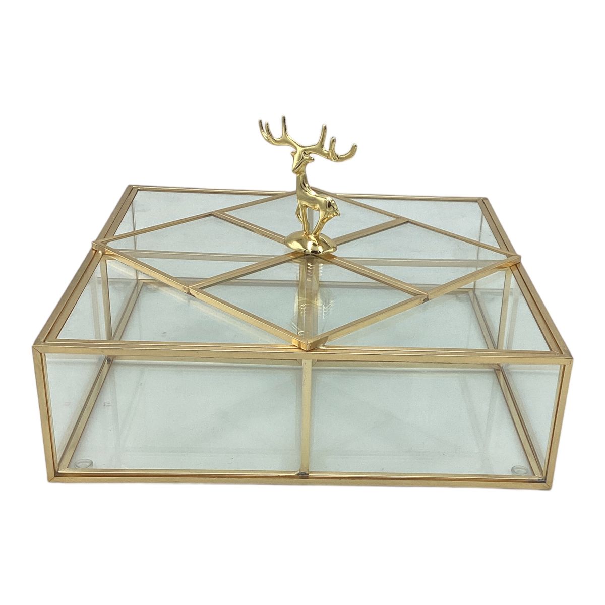 Storage Box 22 x 22 x 6 cm Gold Frame With Glass and Lid | Shop Today ...