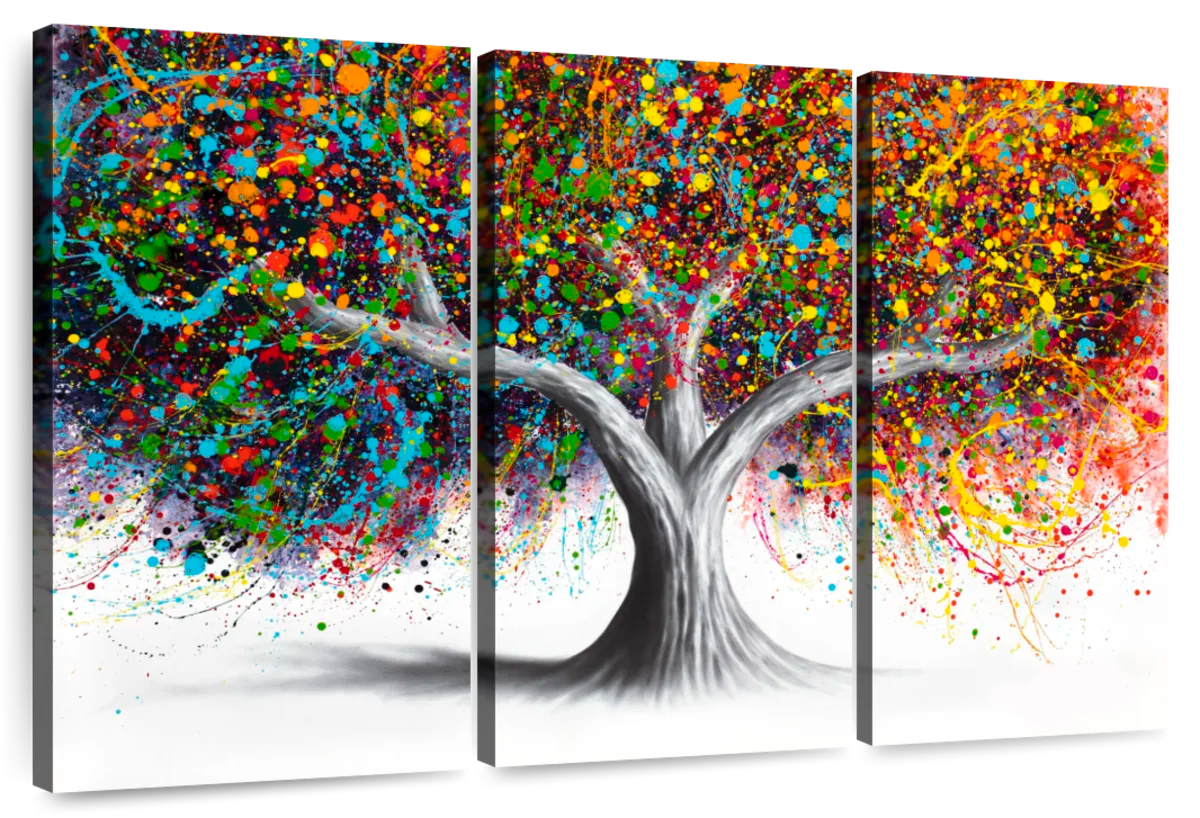 Canvas Art - Tree Of Vision 3 Piece Abstract Painting Canvas Wall Art ...