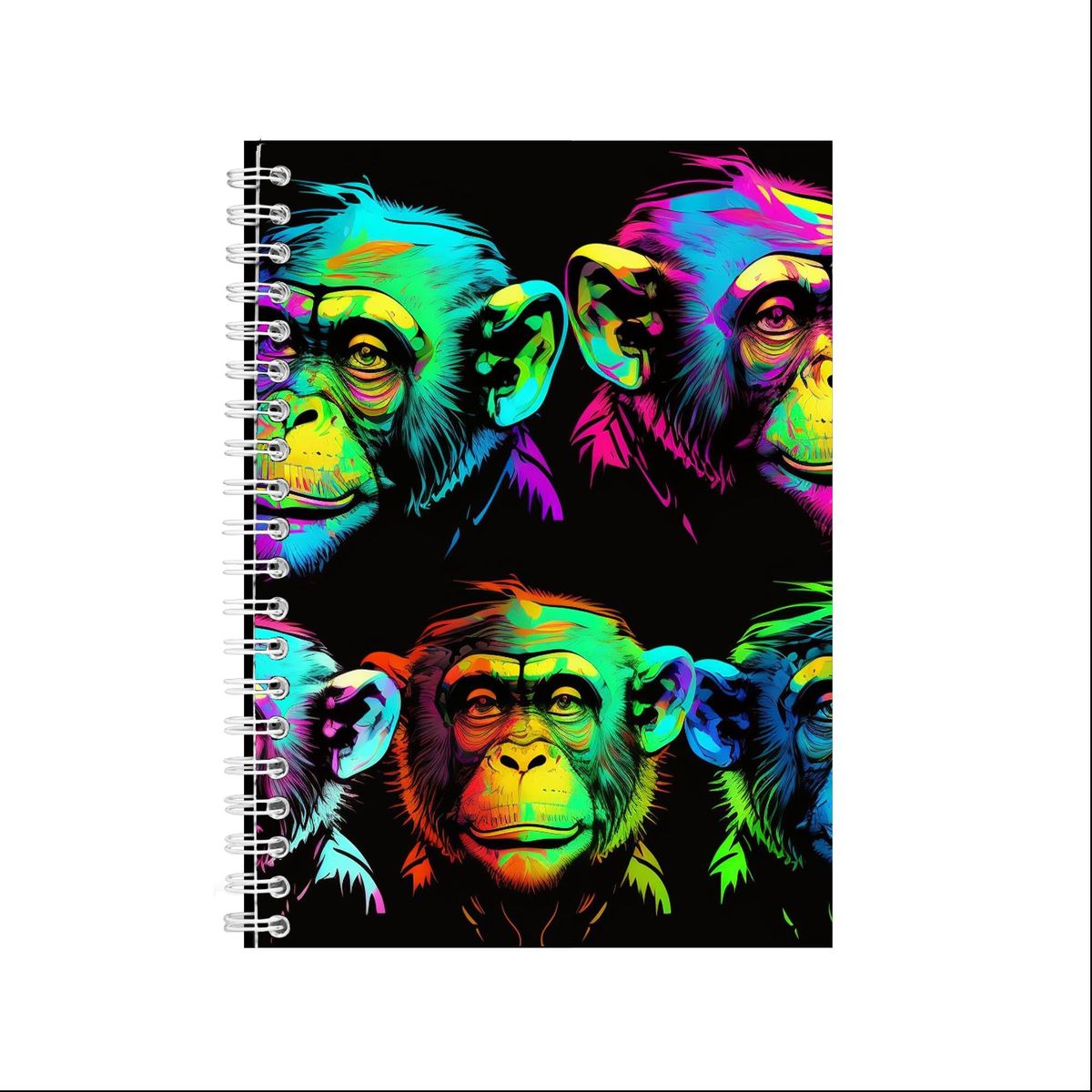 Neon Rainbow Splatter Monkey Notebook A5 Gift Idea | Shop Today. Get it ...