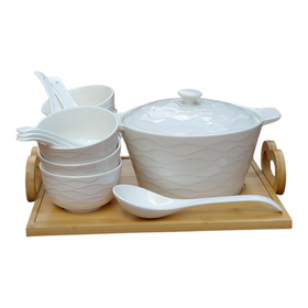 15 Piece Soup Pot Set Porcelain With Wooden Carrying Tray | Shop Today ...