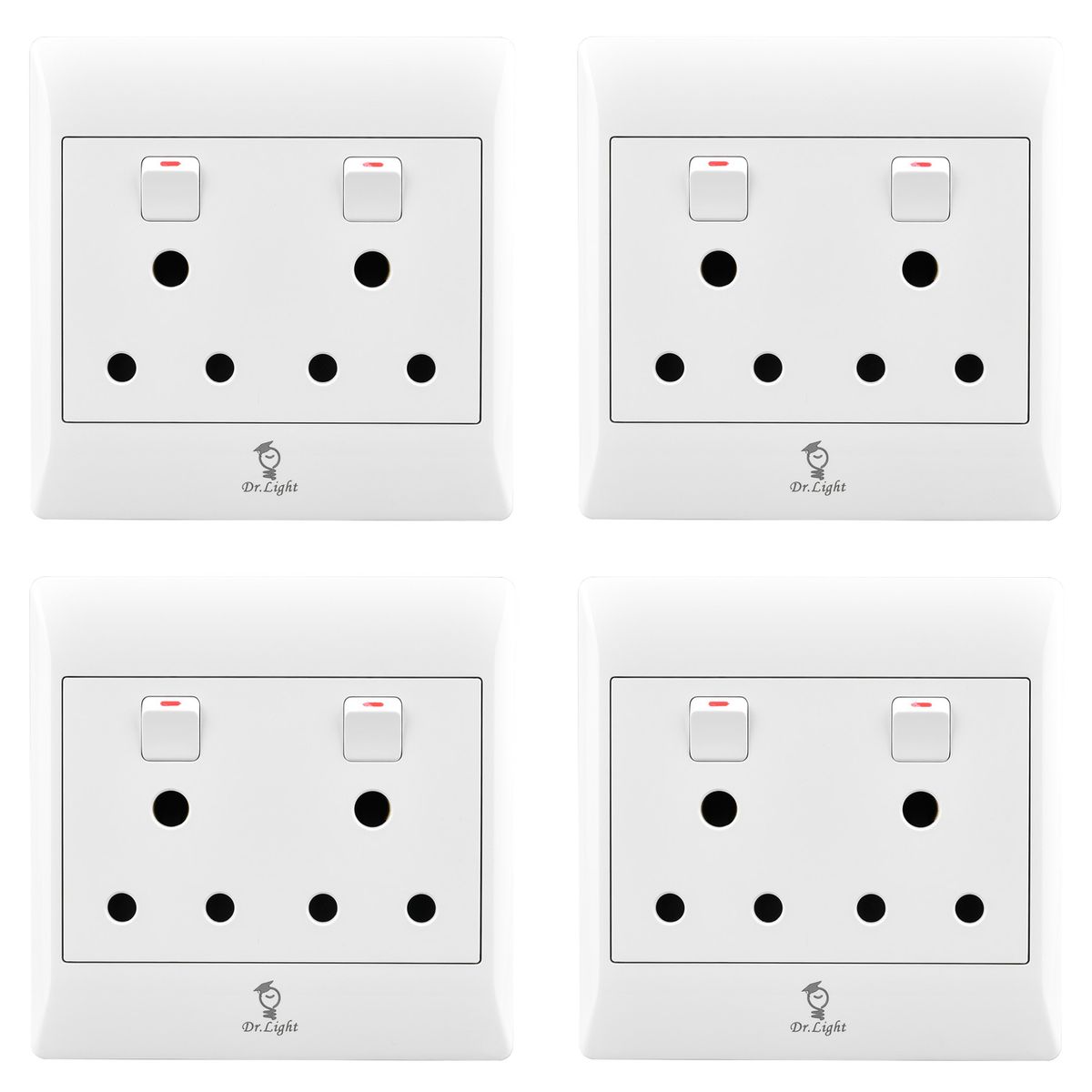 DrLight 4 pcs White Double Wall Socket (4X4) Value Pack-16A 250V | Shop ...