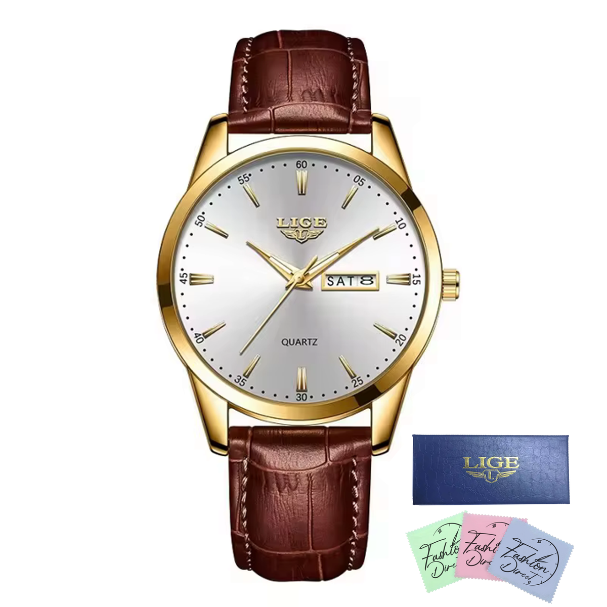 LIGE - Men Luxury Leather Strap Formal Analogue Quartz Watch | Shop ...
