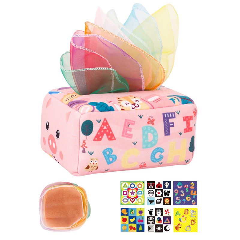 Baby Tissue Box Toy Montessori Soft Crinkle Sensory for 6-12 Months ...