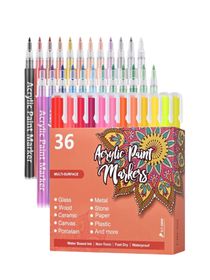 Premium 36-Color Fine Tip Acrylic Paint Marker Set - 0.7mm Fine Nib ...