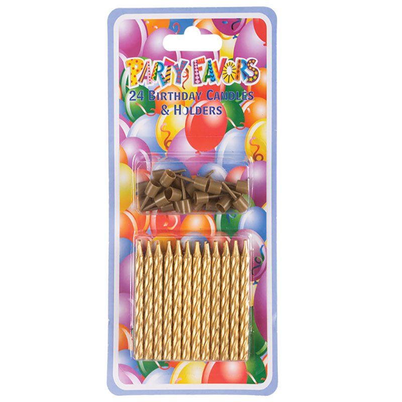 Birthday Candles - Party Accessories - Gold - 24 Piece - 12 Pack | Shop ...