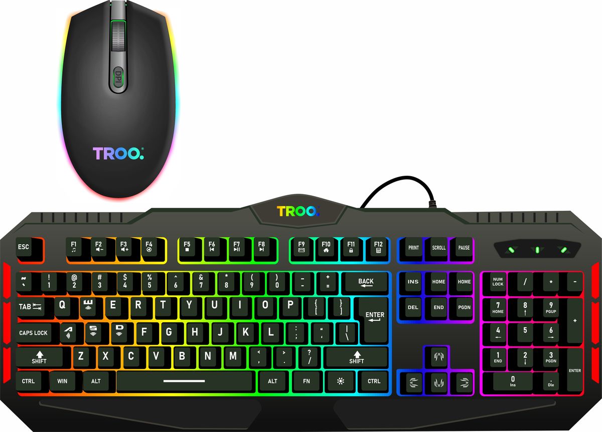 TROO Gaming FULL TILT GAME MASTER Kit - Membrane Keyboard + DPI Mouse ...
