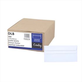 Croxley No Window Envelopes Self Seal White DLB 110mm X 220mm - Box 500 ...