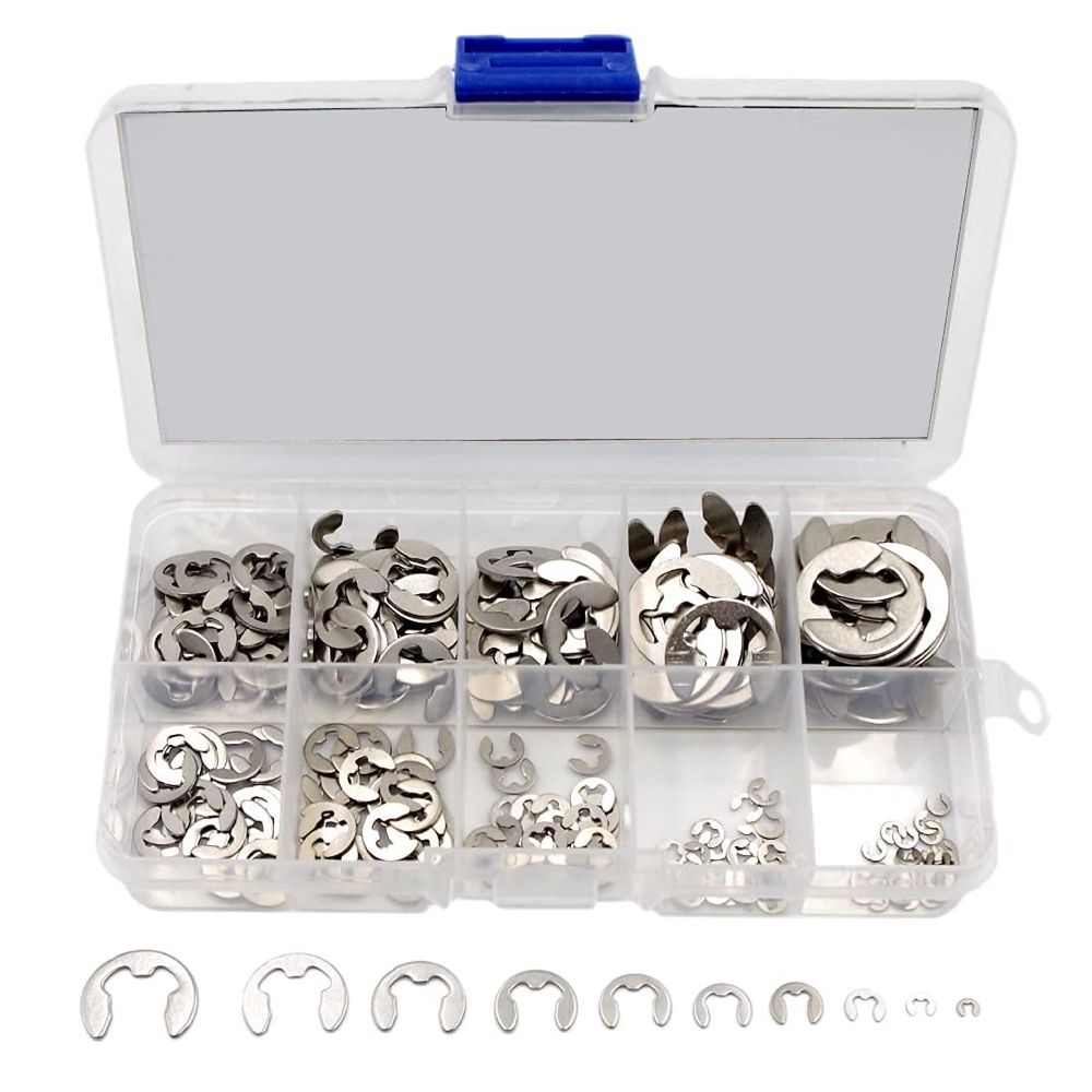 Tool DIY Multi Size Stainless Steel E-Type Retaining Snap Ring Set of ...