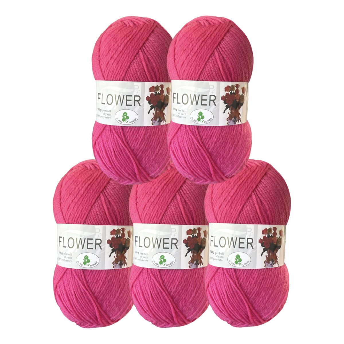 Double Knitting Polyester Yarn 100g (Pack of 5) Cherry Pink | Shop ...