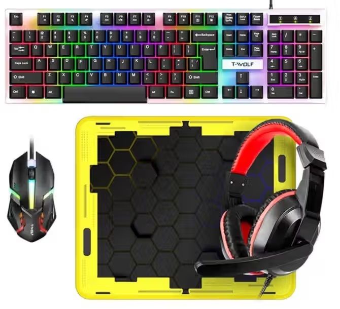 T-WOLF RGB Gaming Combo - Keyboard, Mouse, Headset & Mousepad (4-in-1 ...