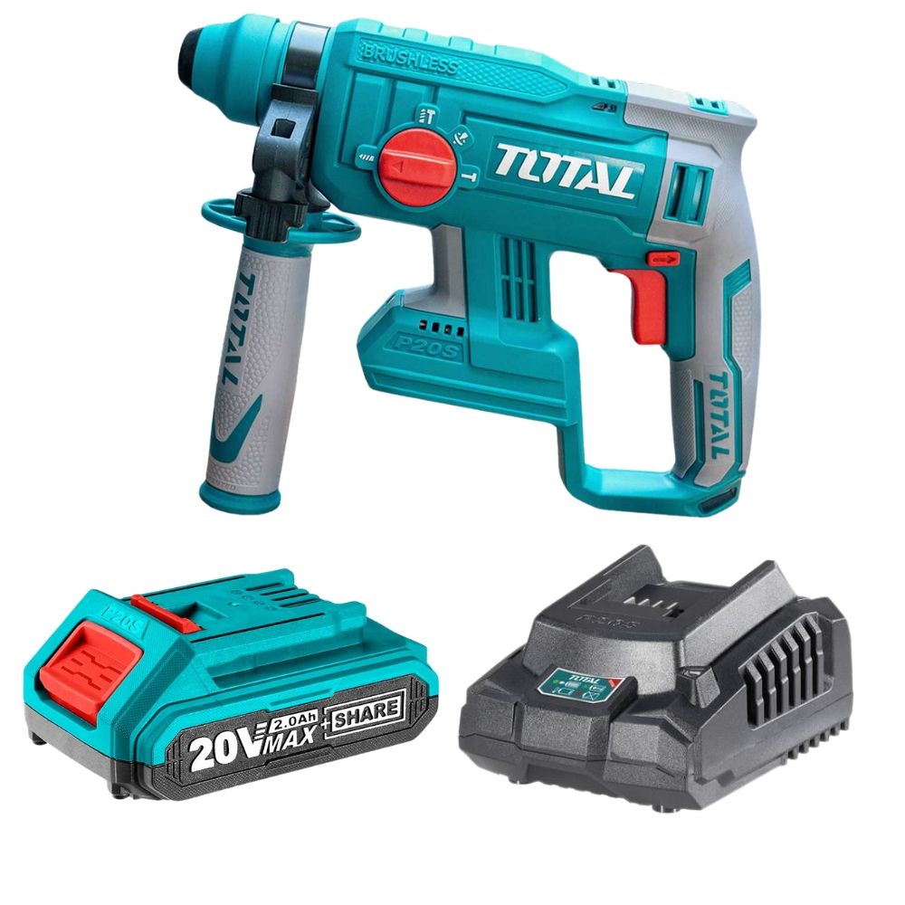 Total Tools - Lithium Brushless Rotary Hammer (20V) + Battery & Charger ...