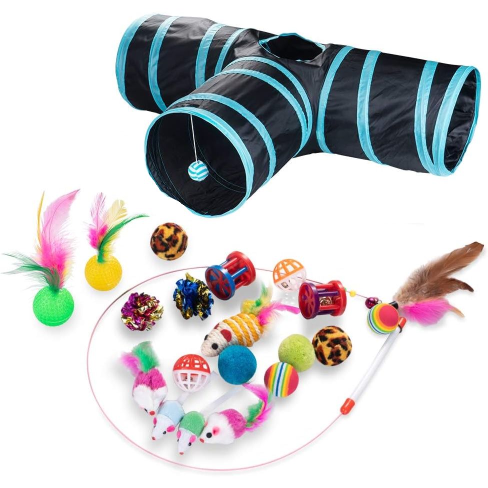 21 Piece Interactive Cat Play Set With T-shaped Tunnel | Shop Today ...