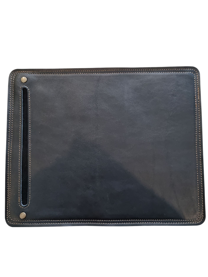 Genuine Leather Mouse pad with pen slot and Suede backing - Black ...