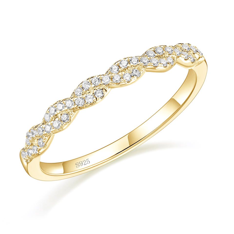 Ring Somen 925 Sterling Silver Twisted Rope Full Eternity Band - Gold ...