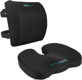 Cool Gel Back Lumbar Support Pillow & Office Seat Memory Foam Cushion ...