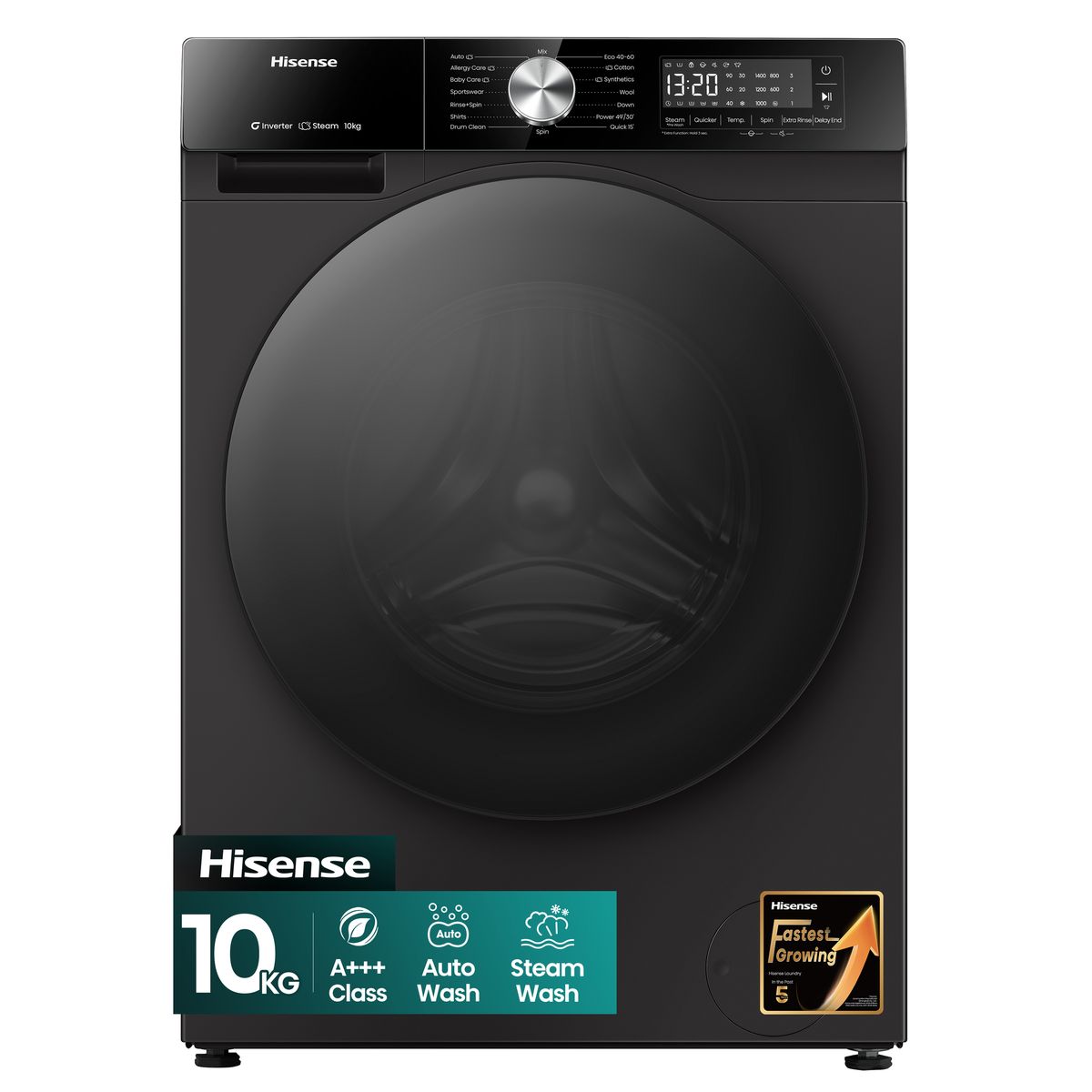 Hisense 10Kg Front Loader Washing Machine with Auto Wash- Premium Black ...