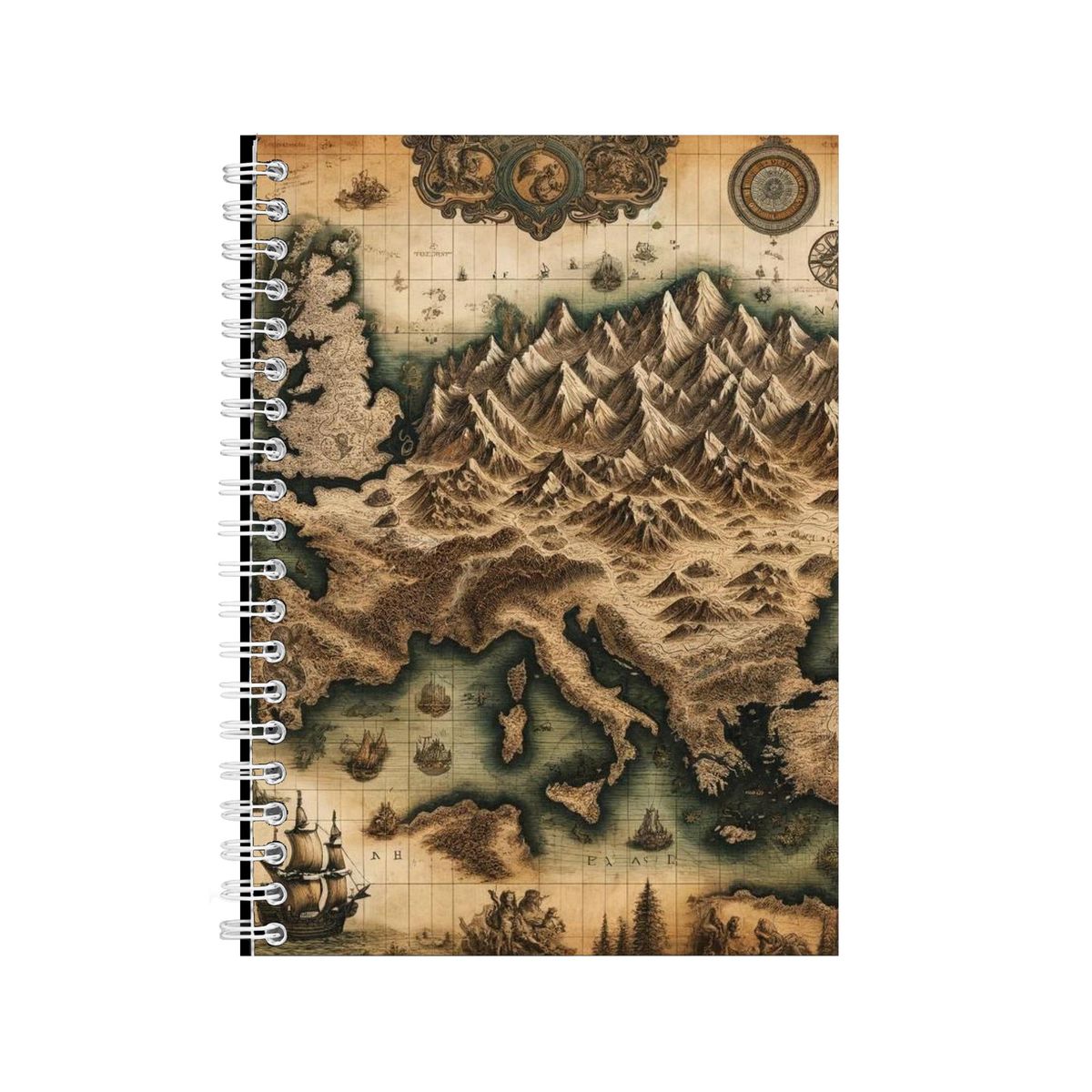 Landscape A5 Notebook Spiral Lined Maps Graphic Notepad Design Present ...