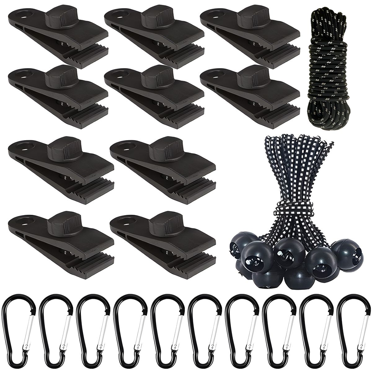 31Pcs Camping Tent Clip Fastener Kit Tarp Clips with Bungee Cord ...