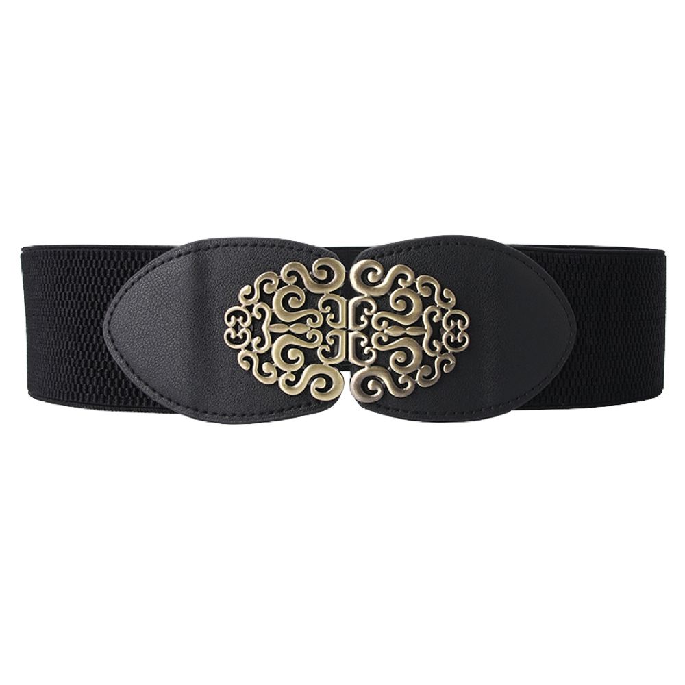 Fashion Retro Faux Leather Interlock Flower Buckle Dress Belt - 67cm ...