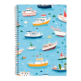 Boats_5 A4 Notebook Spiral Lined Boat Patterns Graphic Notepad Present ...