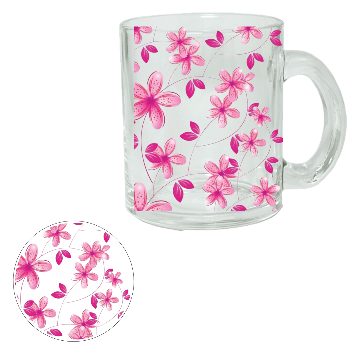 Pink Flower - Clear Glass Printed Mug + Coaster | Shop Today. Get it ...
